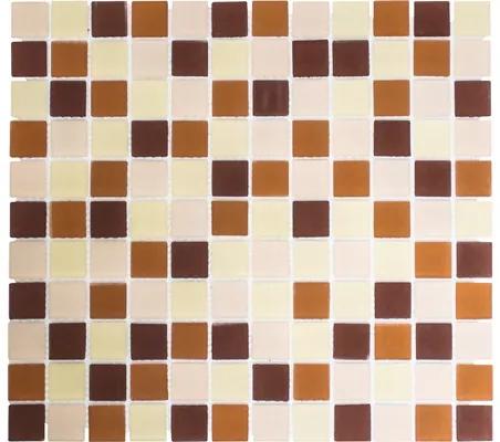 Skleněná mozaika CM 4560 30,5x32,5 cm hnědá/pastelově béžová/žlutá