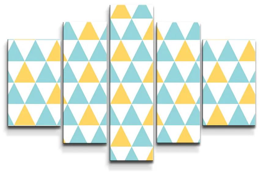 Sablio Obraz - 5-dílný Dvoubarevné trojúhelníky - 100x60 cm