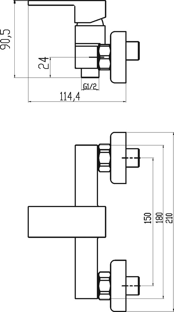 Novaservis Titania Cube Sprchová nástěnná baterie bez příslušenství, chrom, 98860/1,0