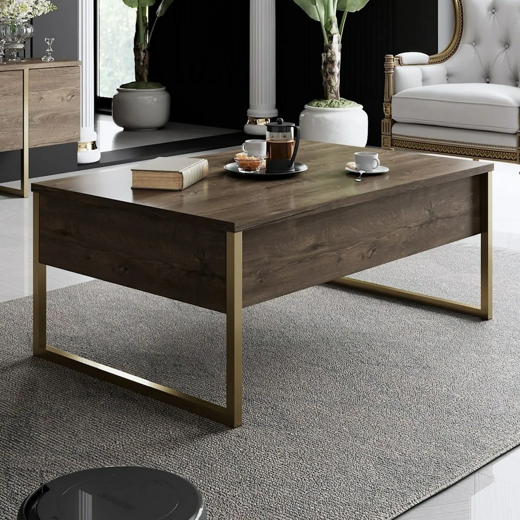 Konferenční stolek Luxe Walnut and Gold