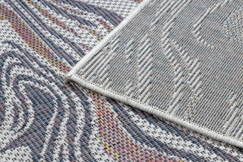 Dywany Łuszczów, Kusový koberec Sion Sisal Waves 2836 ecru/blue/pink – na ven i na doma, 140x190, vícebarevná, chodba / předsíň