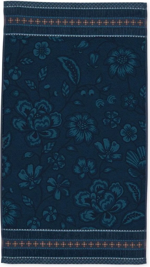 Pip Studio ručníky z bavlněného froté Jasmine Jacquard, tmavě modré (Luxusní ručníky z bavlněného froté v designu Jasmine Jacquard v tmavě modré)