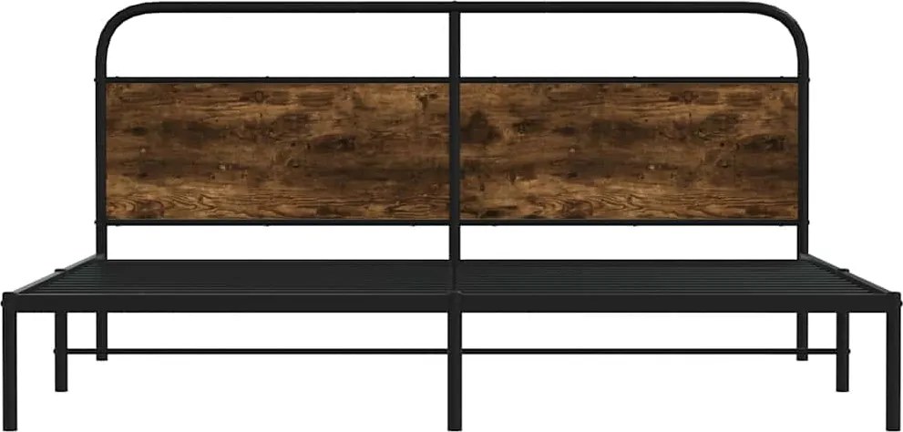 Kovový rám postele bez matrace kouřový dub 200 x 200 cm 3318633