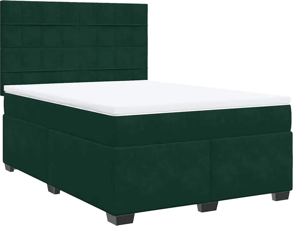 Box spring postel s matrací tmavě zelená 160x200 cm samet 3293257