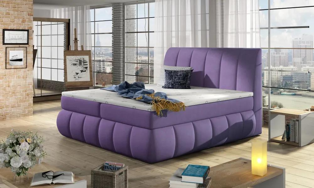 Kontinentální postel Boxspring RAVIOLI fialová 180x200cm