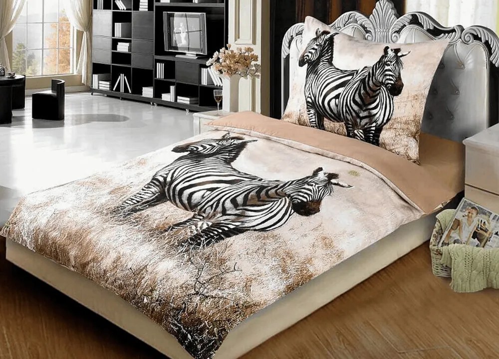 3D povlečení 140x200, 70x90 cm  - Zebra