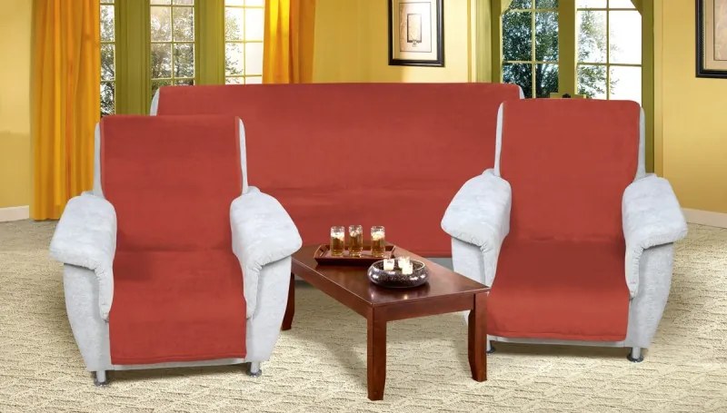 Bellatex Souprava Korall micro 3+1+1 Červená 150x200 cm, 2ks 65x150 cm
