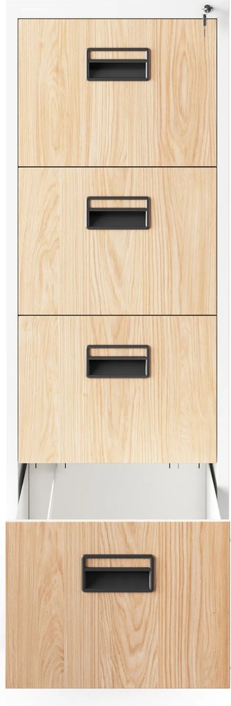 Kovová kartotéková skříň se 4 zásuvkami, bílá/dub sonoma, 460x1320x620 mm: SARA Eco Design