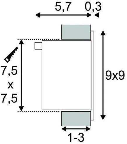 SLV 111262 Frame Basic LED, zápustné svítidlo do stěny, 1x1W power LED, 9x9cm, teple bílá barva světla