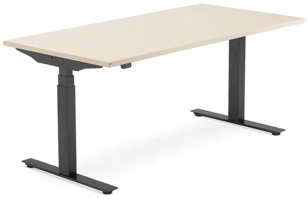 AJ Produkty Výškově nastavitelný stůl MODULUS SMART, 1600x800 mm, černý rám, bříza
