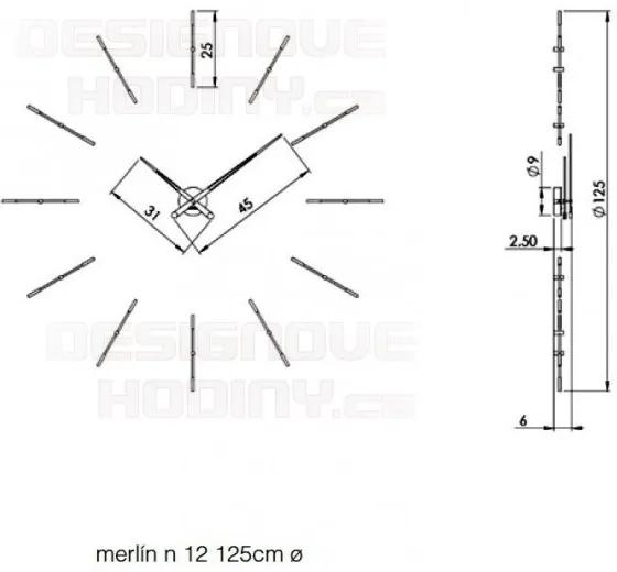Designové nástěnné hodiny Nomon Merlin Walnut 125cm