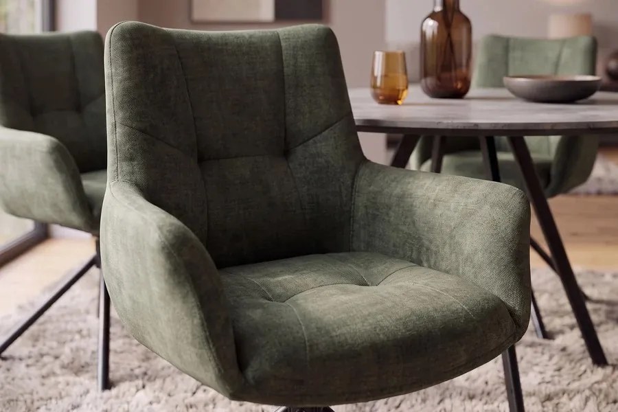 Designová otočná židle Vondila zelený samet