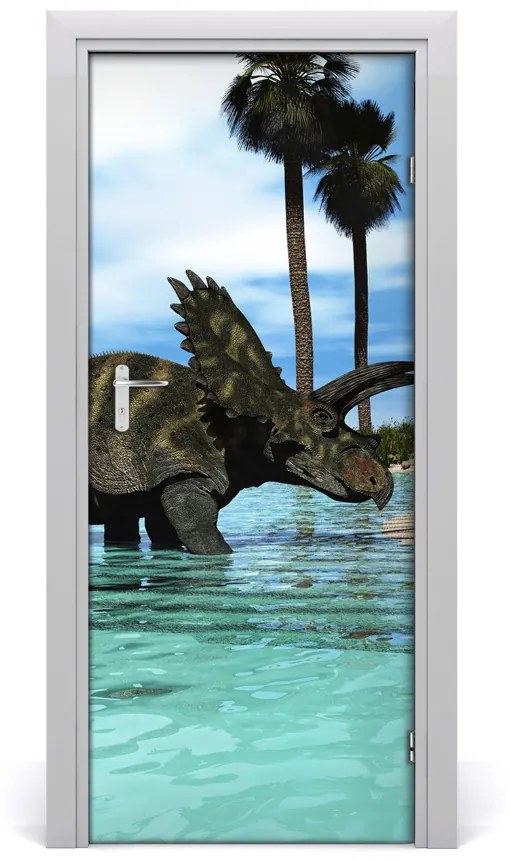Samolepící fototapeta na dveře Dinozaury na pláži 75x205 cm