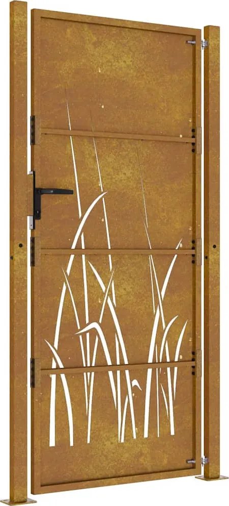 Zahradní branka 100 x 175 cm z corten oceli, design s trávou 153176