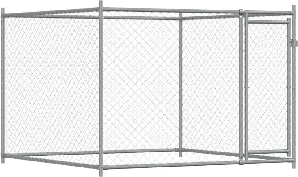 Klec pro psy s dvířky šedá 4 x 2 x 1,5 m pozinkovaná ocel 3209578