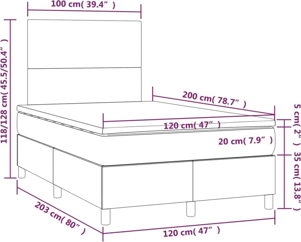 Box spring postel s matrací černá 120 x 200 cm umělá kůže 3142713