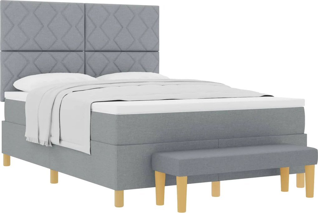 Postel s boxspringem s čelo Světle šedá 200 x 160 cm textil 3344387