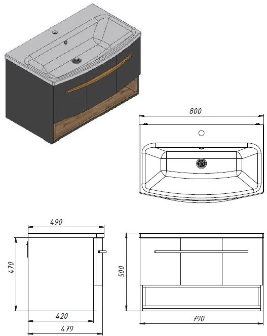 Lavedo Stellantis White 80 koupelnová skříňka s umyvadlem
