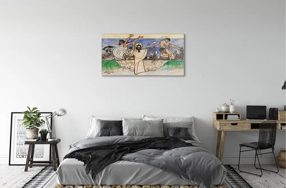 Obraz na skle Ježíšovo skica sea 120x60 cm