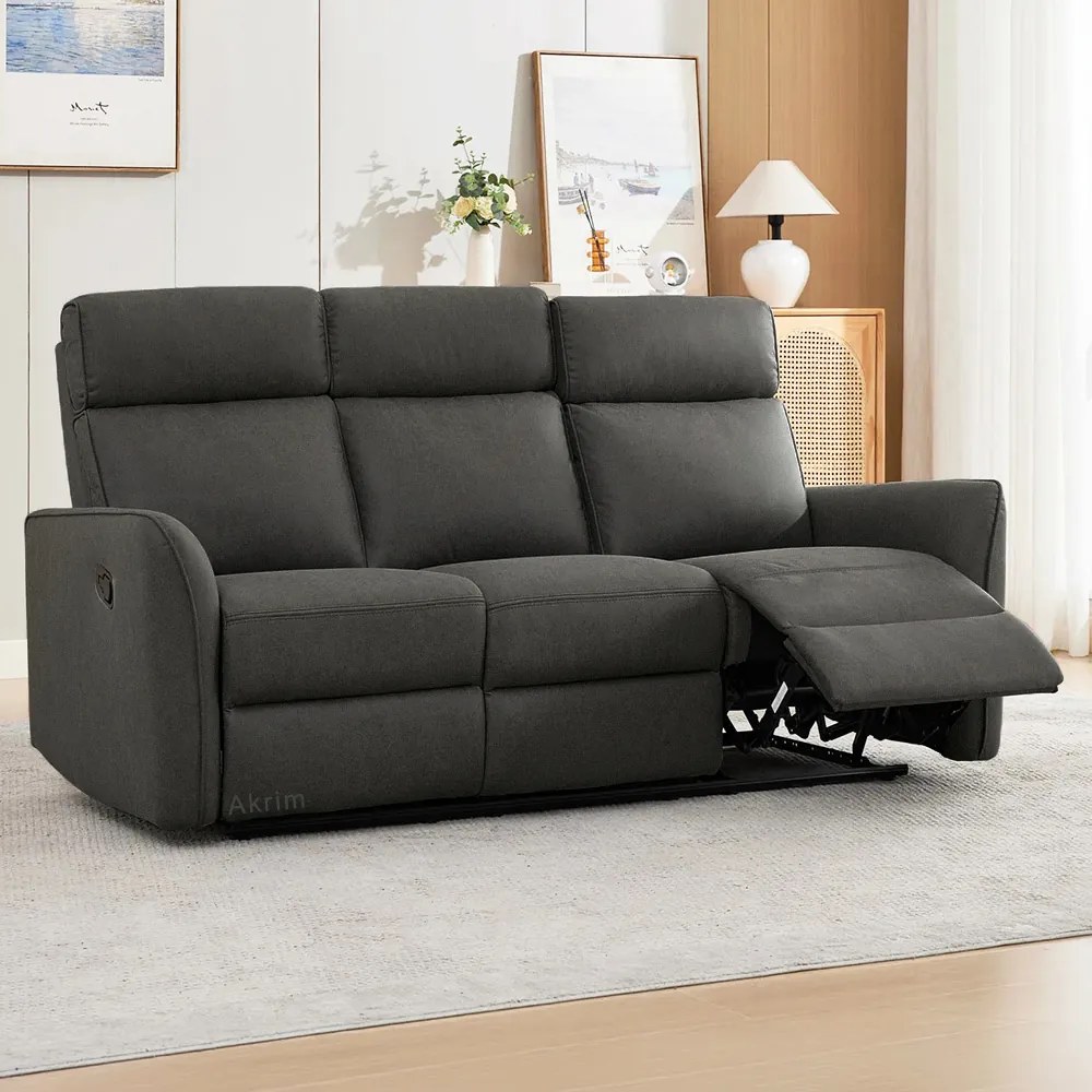 Sedací sestava BRAVEN 3+1+1 s FUNKCÍ RELAX | tmavě šedá látka | EXTRA POHODLNÉ