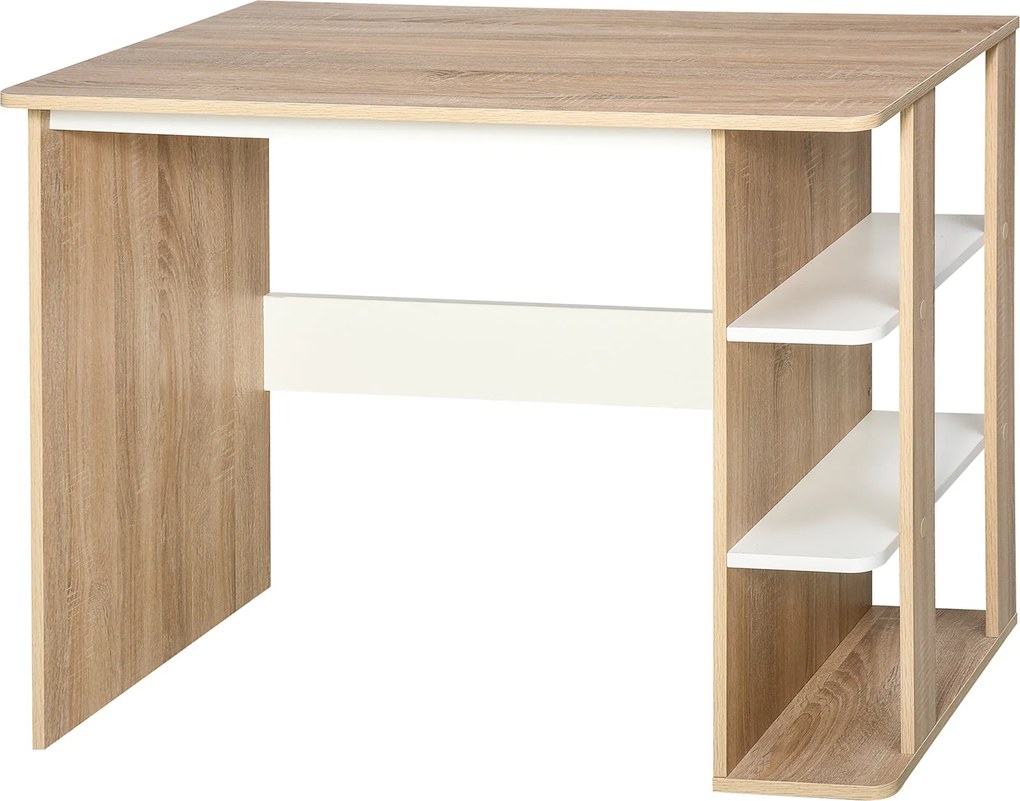 HOMCOM 2v1 Stůl s 3úrovňovou policí Velký prostor pro úložné místo Pracovní stůl do kanceláře či ložnice 100x55x74 cm Dřevěný | Aosom