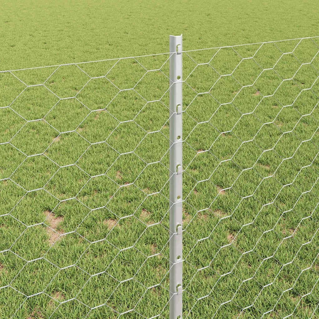 Hexagonální plot s podpěrou 10 x 1 m Pozinkovaná ocel Stříbrná 3336965