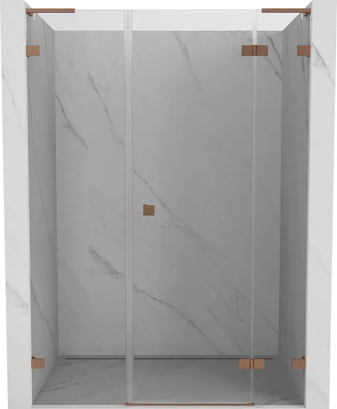 Mexen Lunar L, Otočné pravé sprchové dveře 120 cm, 8mm čiré sklo, měděný matný profil, 834SL-120-050-65-00-P