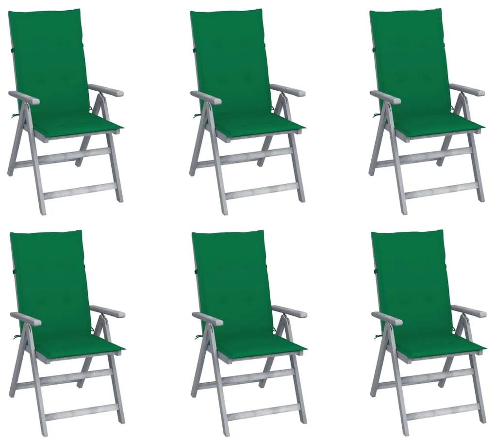 Zahradní polohovací židle s poduškami 6 ks masivní akácie,  3065322