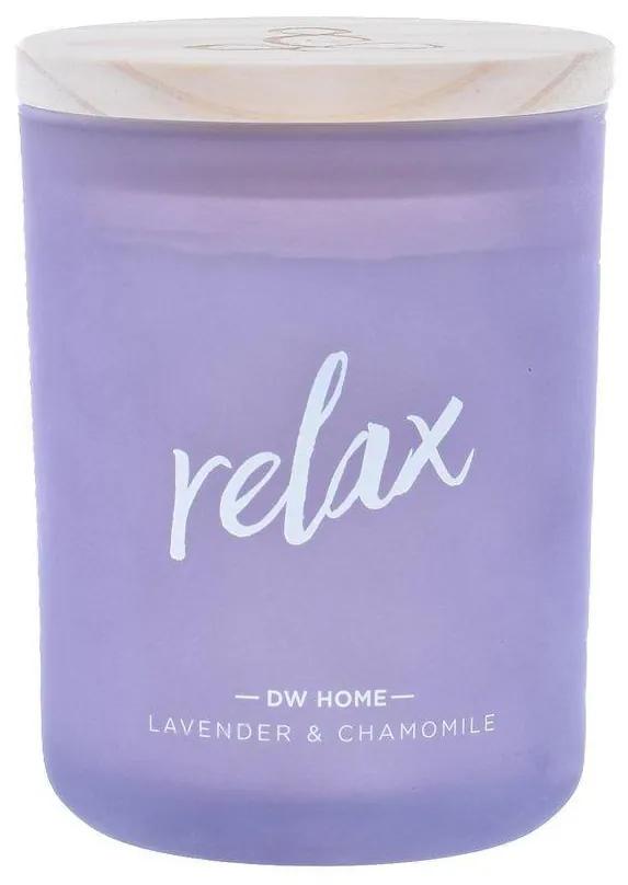dw HOME Vonná svíčka Yoga - Relax 210 g, fialová barva, sklo, dřevo, vosk