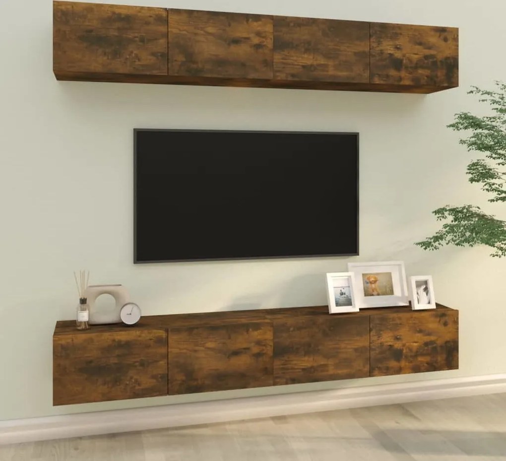 vidaXL Nástěnné TV skříňky 4 ks 100 x 30 x 30 cm [3114195] Barva: dub sonoma