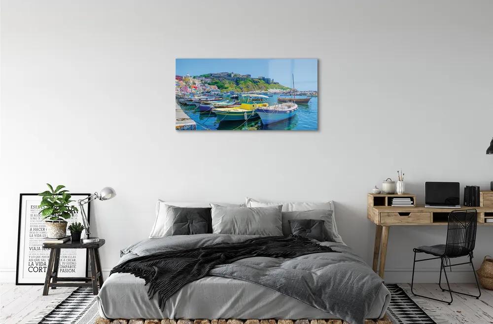 akrylový obraz Hory mořské lodě 100x50 cm