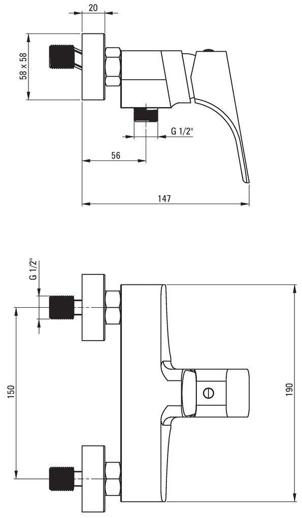 Deante Hiacynt, nástěnná sprchová baterie, černá matná, BQH_N40M