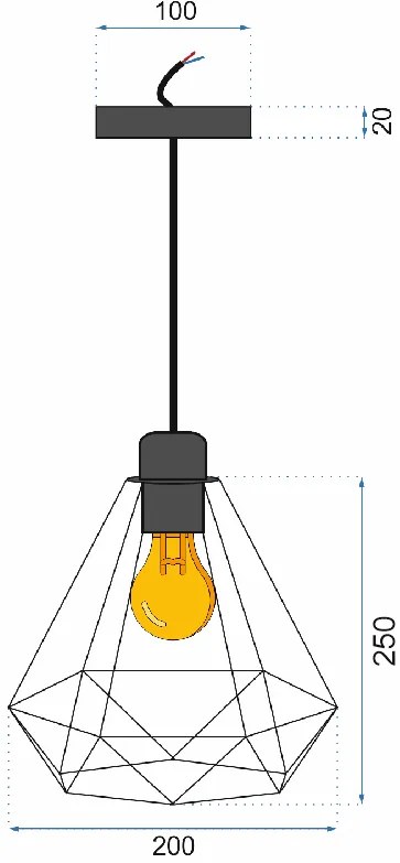 Toolight - Závěsná lampa kovová 392197, zlatá, OSW-09680