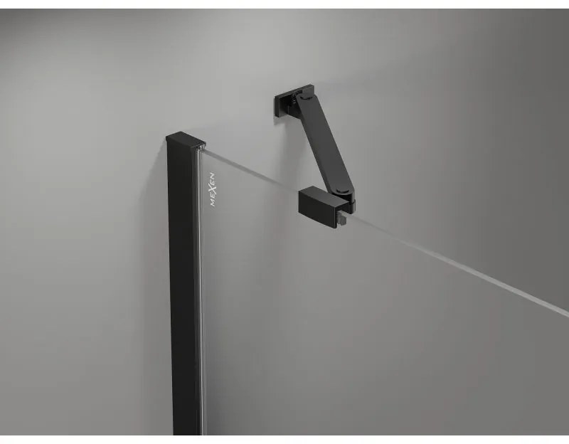 Mexen Otvor pro sprchové dveře MIST (1d+1s) 100x200 cm 6mm černý, mřížka, pravý, 8A4-100-000-70-77-P