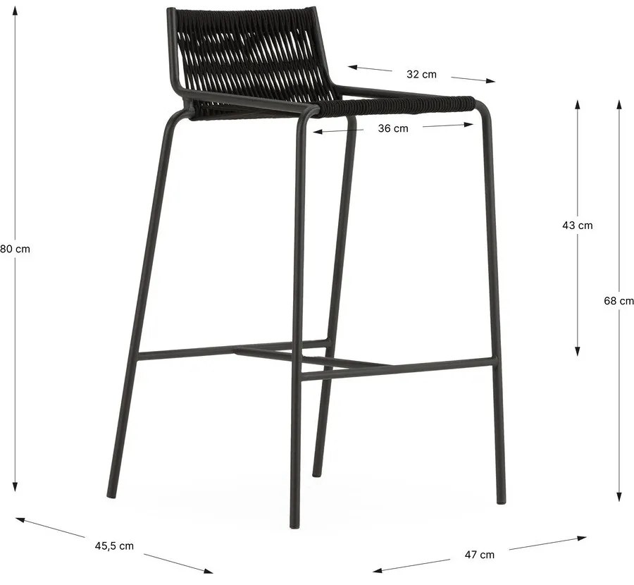 Černá kovová barová židle (výška sedáku 65 cm) Emily – Marckeric