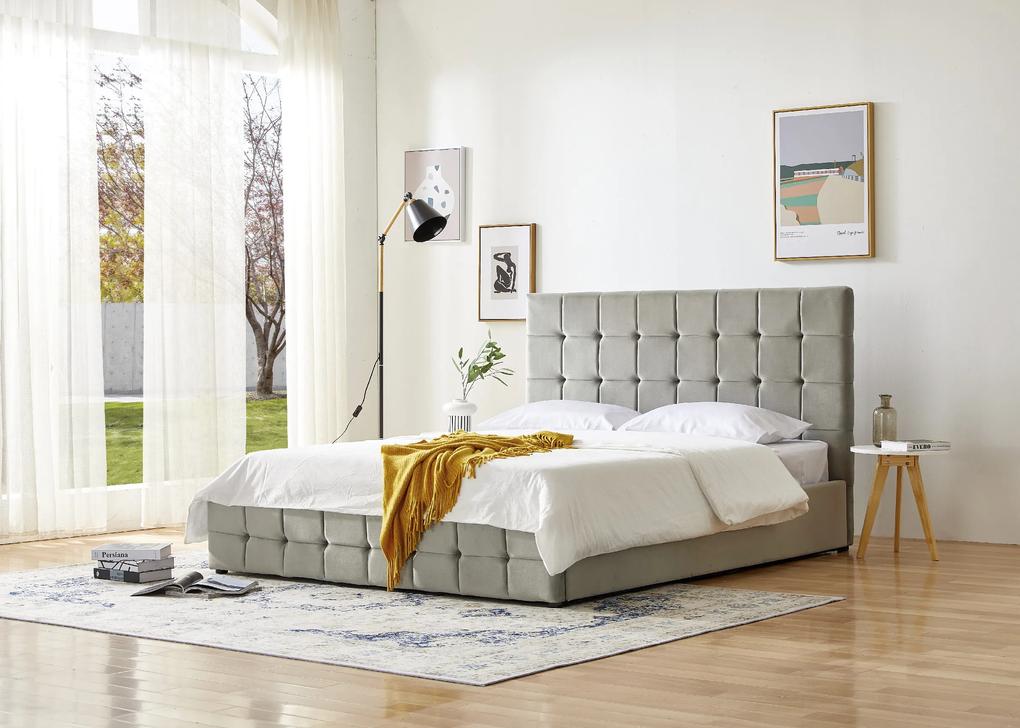 L4H Čalouněná postel Bresso 140 x 200 cm – Světle šedá