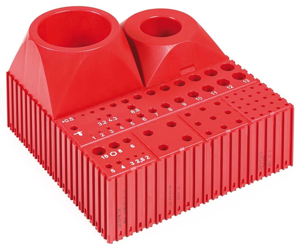 Plastový box pro ukládání kleštin s velkým průměrem 28 mm, modul 5x5, 1 dutina, červená
