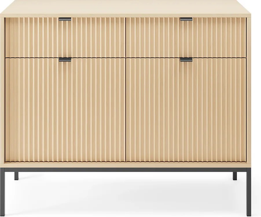 Komoda NOVA dc KSZ104 | s policemi a zásuvkami | 104 cm | dub vicenza/černá