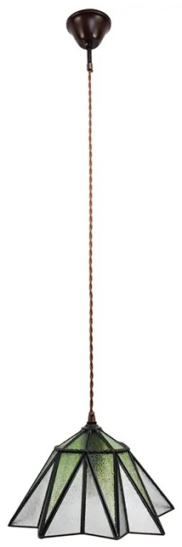 Zelený závěsný Tiffany lustr ve tvaru květu Luned – 31x107 cm