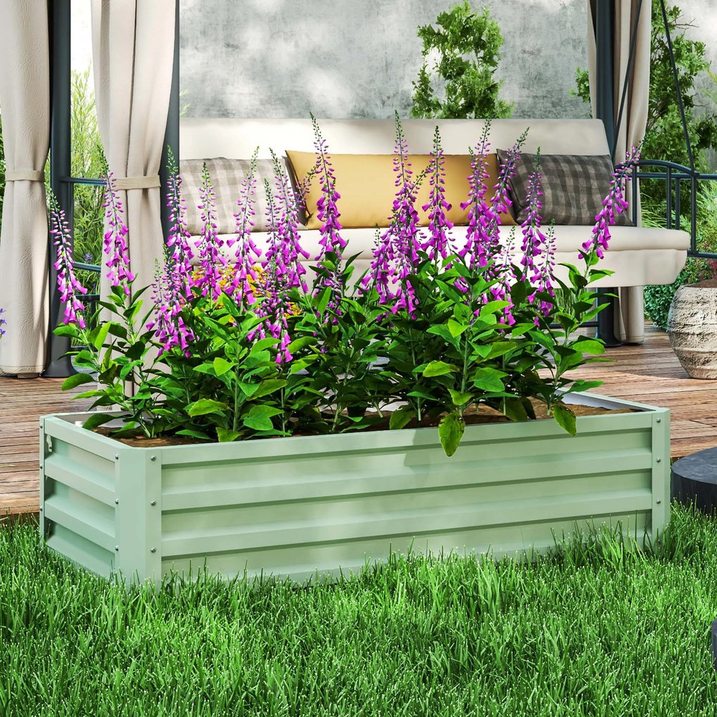 Outsunny Zvedený Záhon z Oceli, Zahradní Rámeček s Otevřeným Dnem pro Pěstování Zeleniny 120x60x30,5 cm na Balkon, Terasu, Květináč pro Květiny, Rost…