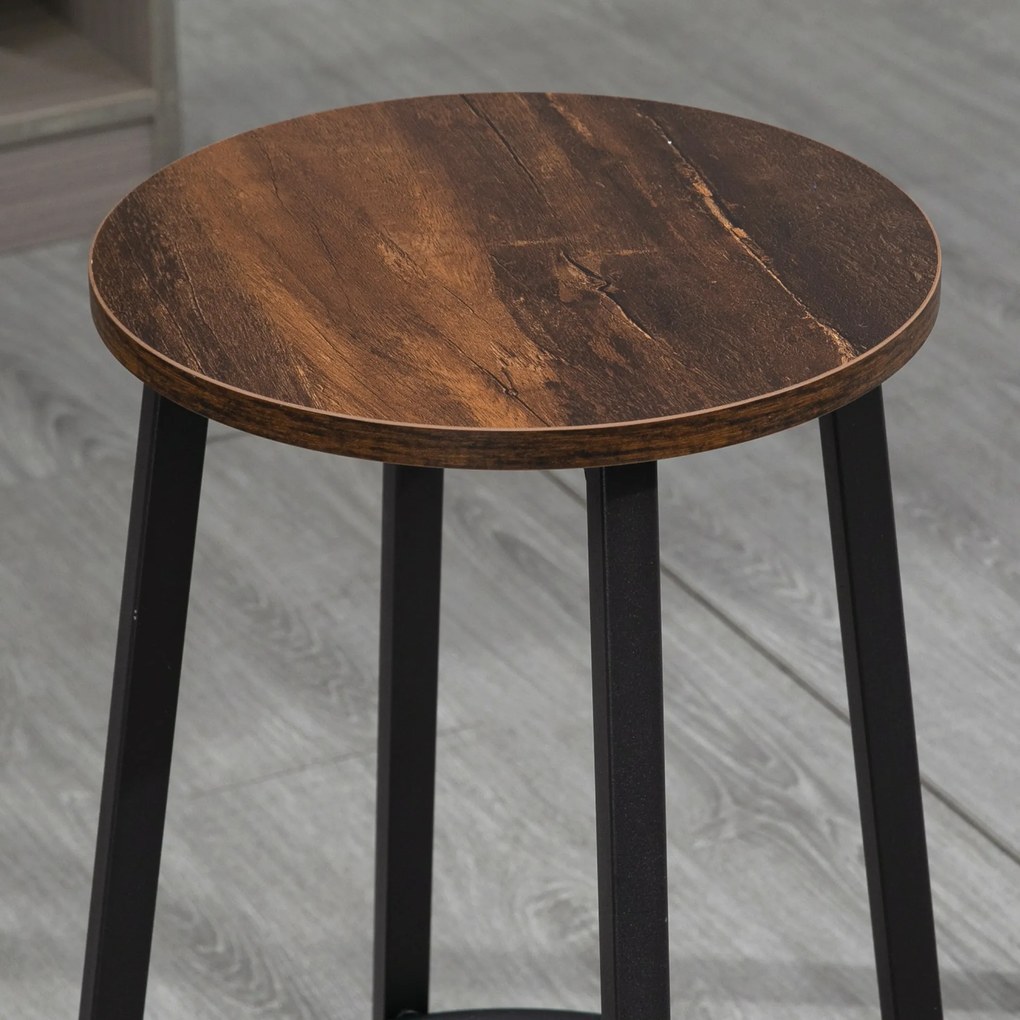 HOMCOM Barová židle sada 2 kuchyňských židlí s podnožkou v industriálním designu, kovový rám, pro jídelnu do 120 kg, 42x42x65 cm, hnědá | Aosom.de