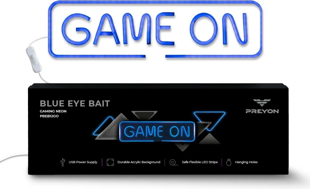 Led herní nástěnná lampa Preyon Game On Blue Eye Bait Usb