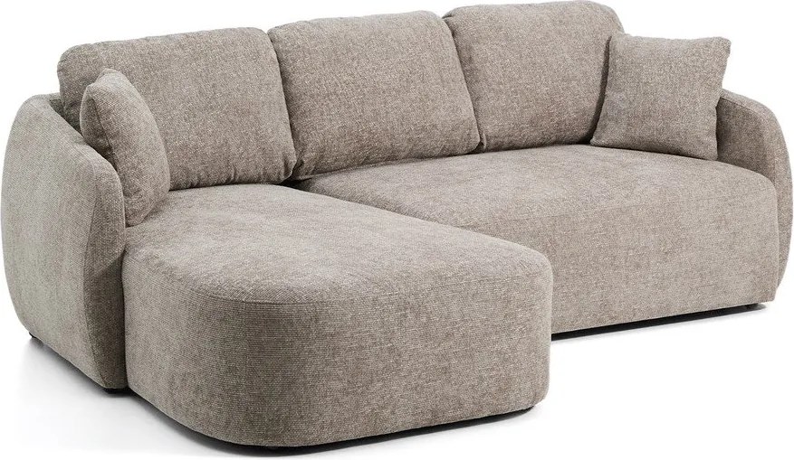 Taupe žinylková rozkládací rohová pohovka (levý roh/s lenoškou) Laira – Kave Home