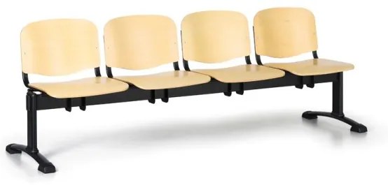 Euroseat Dřevěná lavice do čekáren ISO, 4-sedák, černé nohy