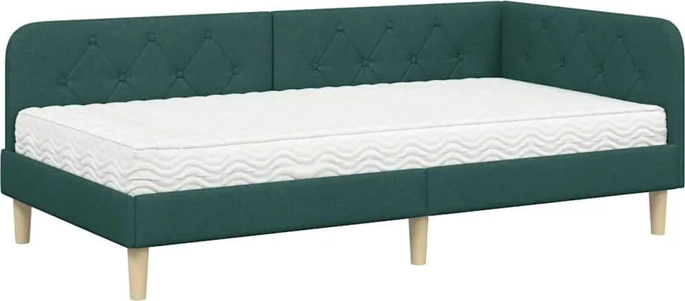 Rohový rám postele Tmavě zelená 90 x 190 cm textil 3394113