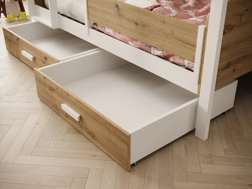 ADRK Furniture Dětská patrová postel Jori s bariérkou 180x80