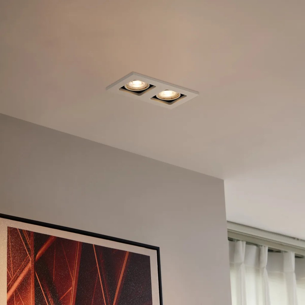 Moderní vestavné bodové svítidlo béžové GU10 50 mm otočné a sklopné 2-světlo - Qure