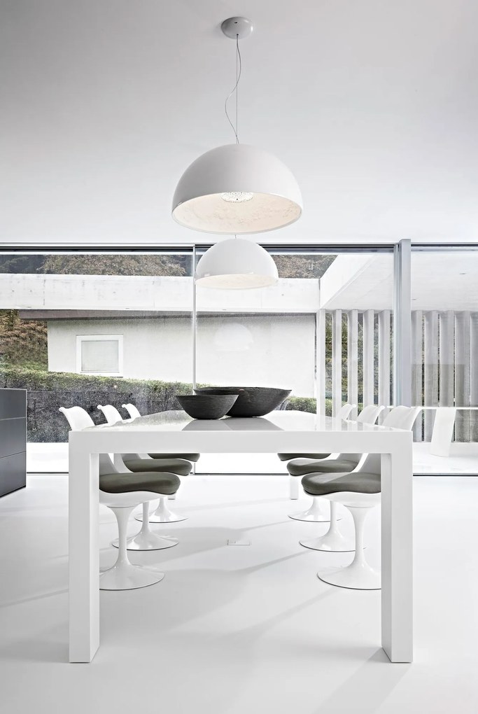 Flos Skygarden S1, leskle bílé závěsné svítidlo s vnitřním štukem, 1x105W E27, prům. 60cm