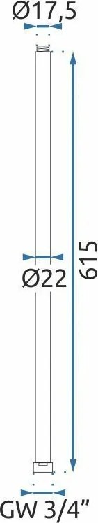 Prodloužení pro vanovou/sprchovou soupravu REA ø 22 mm - 60 cm, zlatá lesk