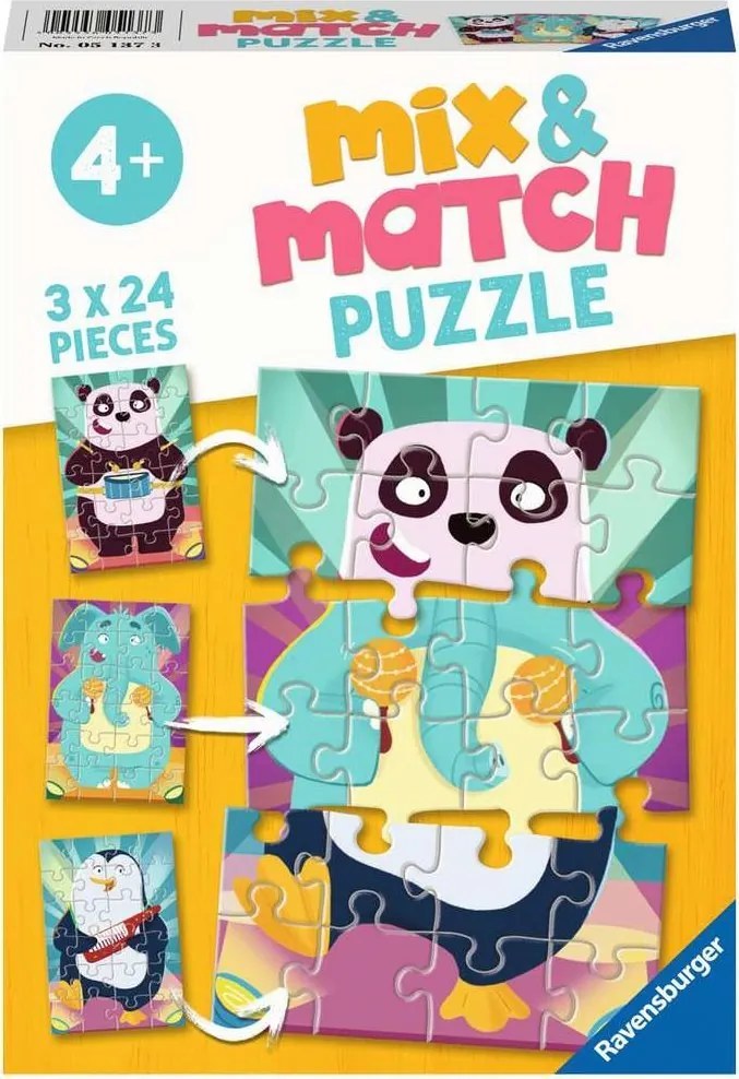 Puzzle ravensburger 051373 mix & match puzzle legrační zvířátka 3x24 dílků